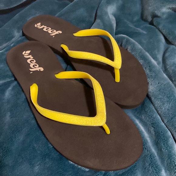 Reef | Shoes | Reef Yellow Sparkle Flip Flops | Poshmark